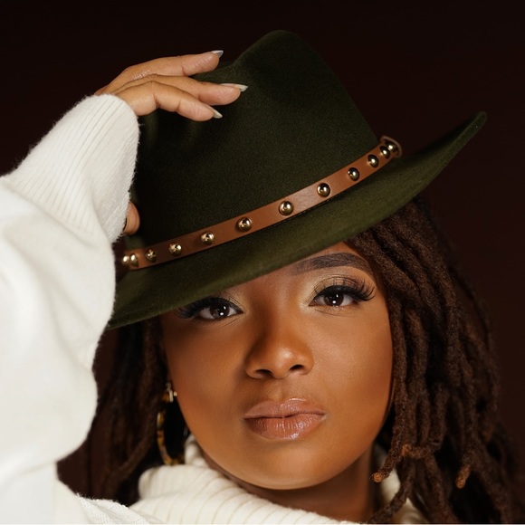 Accessories | Hunter Green Fedora Hat W Tan And Bronze Accent | Poshmark